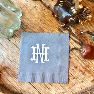 Interlocking Monogram Napkins, Personalized, Monogrammed, Custom, Paper, Cocktail, Beverage ...