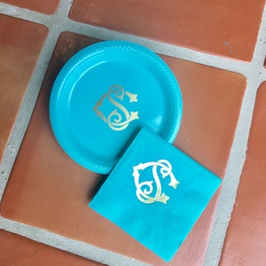 Interlocking Monogram, Personalized Plates , Cake, Dessert, Salad ...