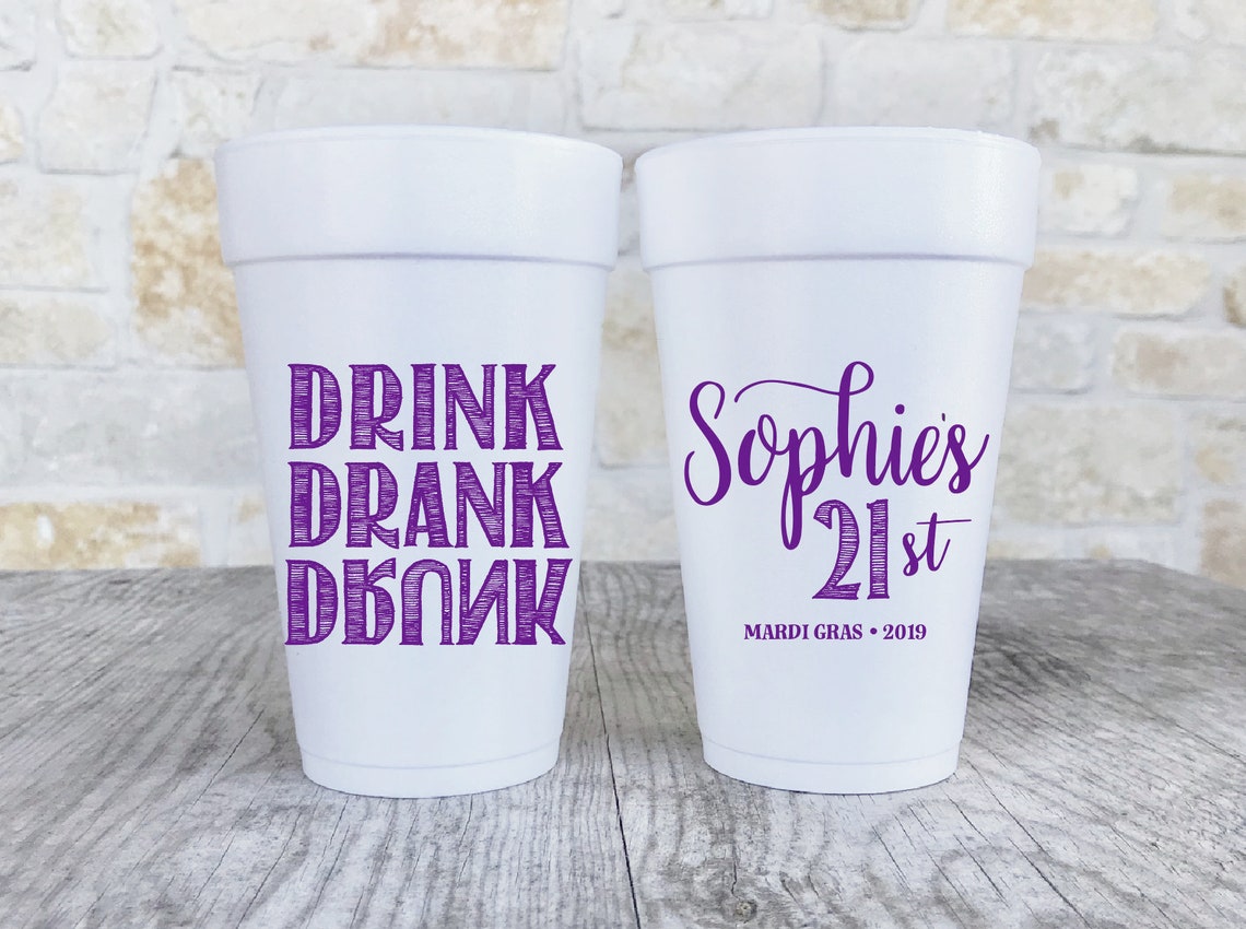 Personalized 21st Birthday Cups Styrofoam Monogrammed - Etsy
