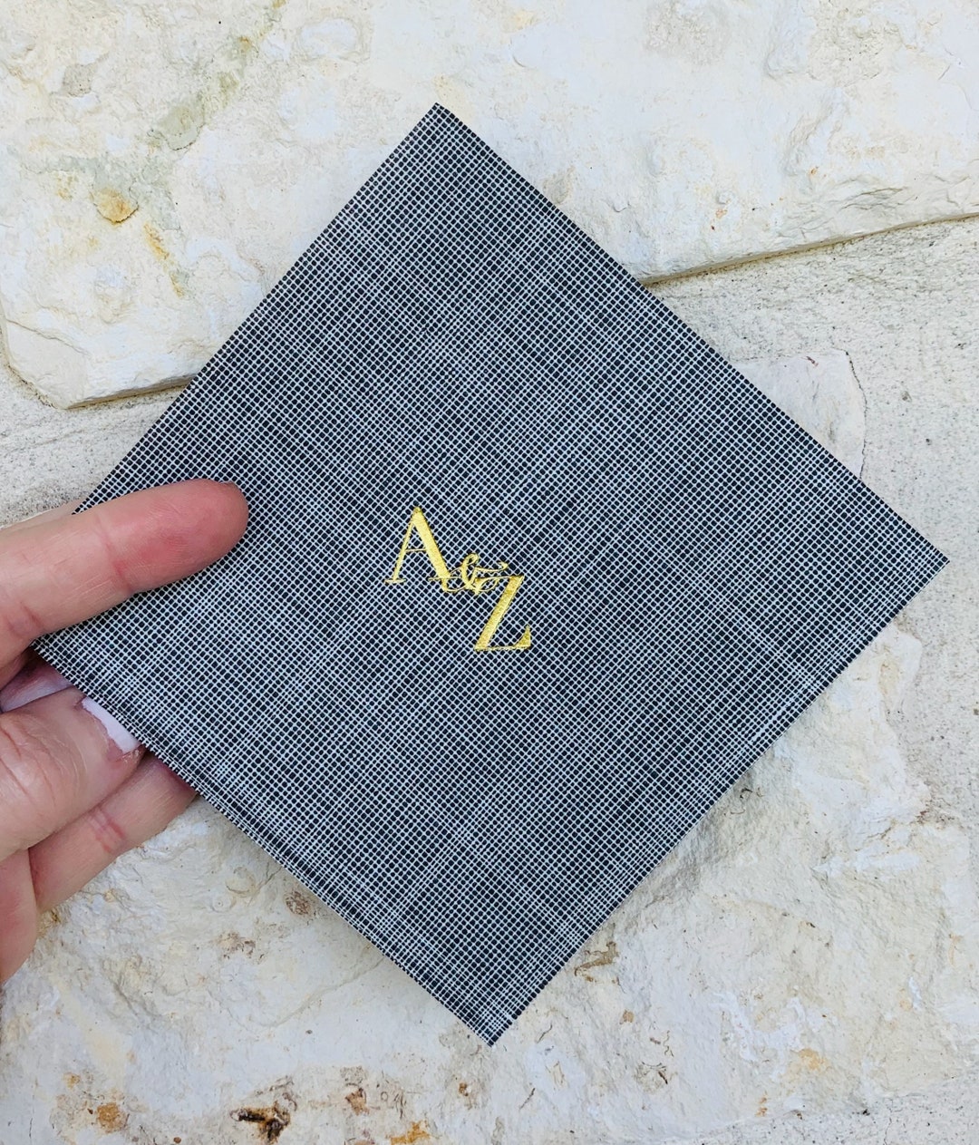 Personalized Crosshatch Modern Linen Like Napkins, Monogrammed Linen ...