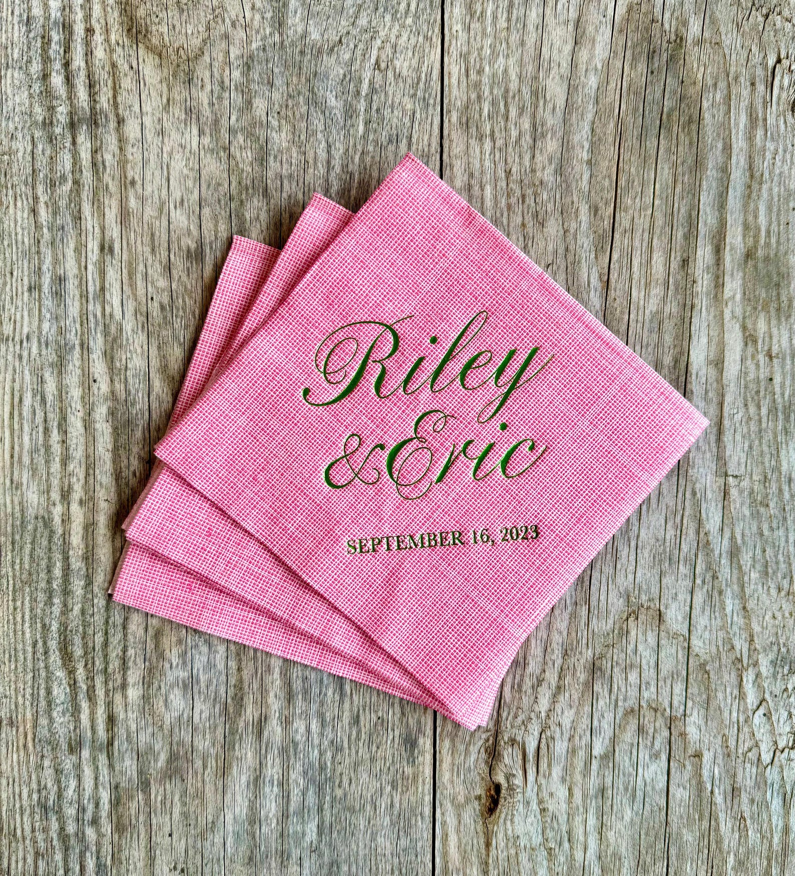 Personalized Crosshatch Linen Like Napkins, Rainbow Foil, Monogrammed ...