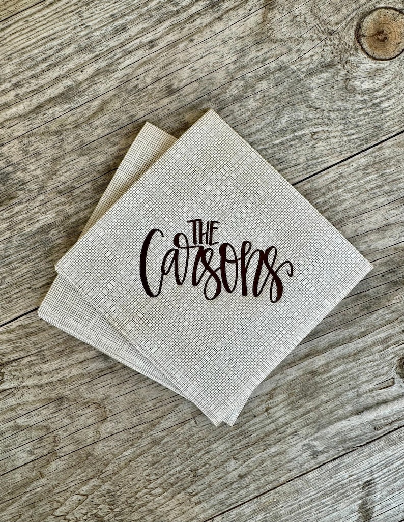 Personalized Crosshatch Linen Like Napkins, Rainbow Foil, Monogrammed ...