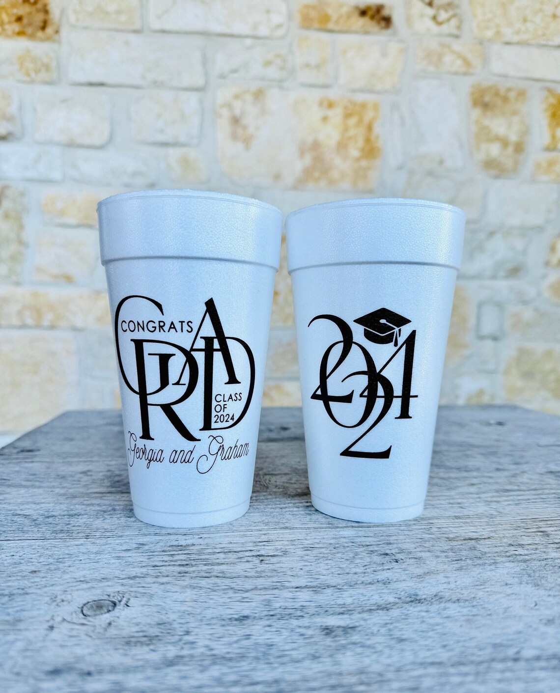Personalized Graduation Cups, Styrofoam, Monogrammed, Custom, Roadie ...