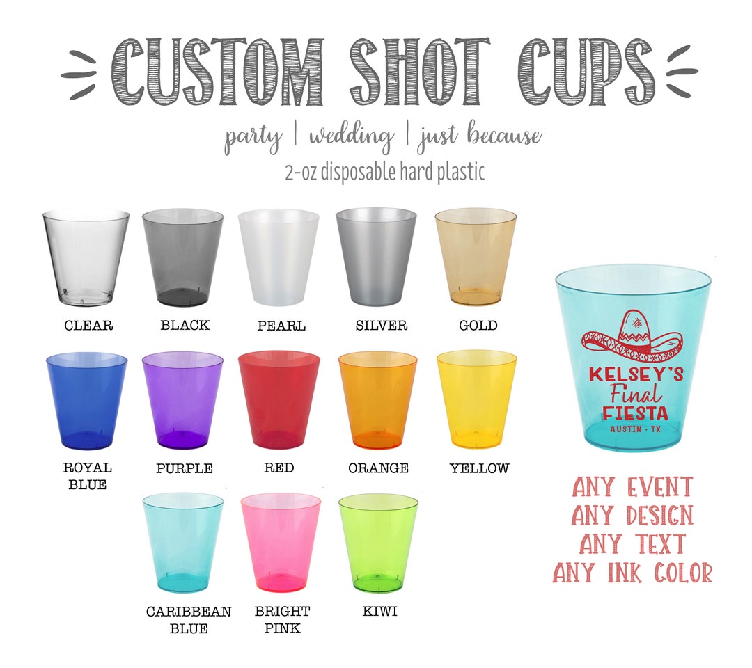 Personalized Shot Cups, 2 Oz Disposable Plastic, Monogrammed, Party ...