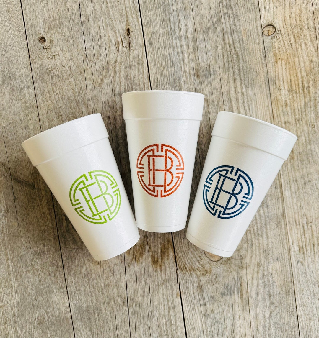 Monogrammed Styrofoam Cups, Foam, Custom, Roadie, Cocktail, Party ...