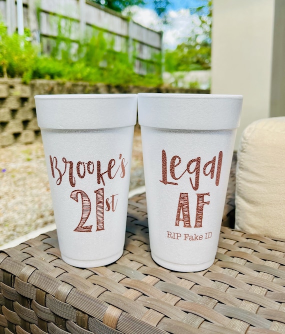 Personalized 21st Birthday Cups Styrofoam Monogrammed - Etsy