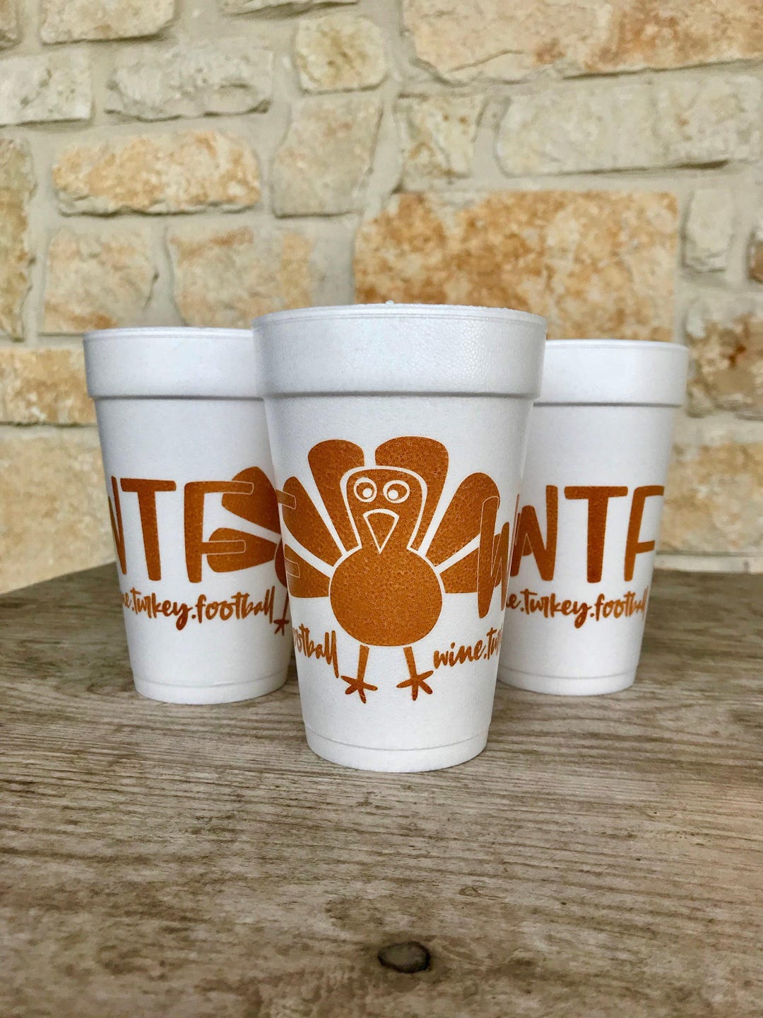 Thanksgiving Cups, WTF Wine Turkey Football, Monogrammed, Custom ...
