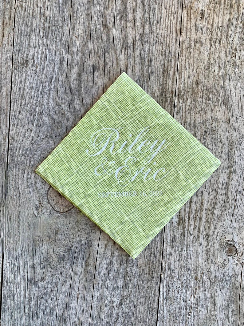 Personalized Crosshatch Linen Like Napkins, Rainbow Foil, Monogrammed ...