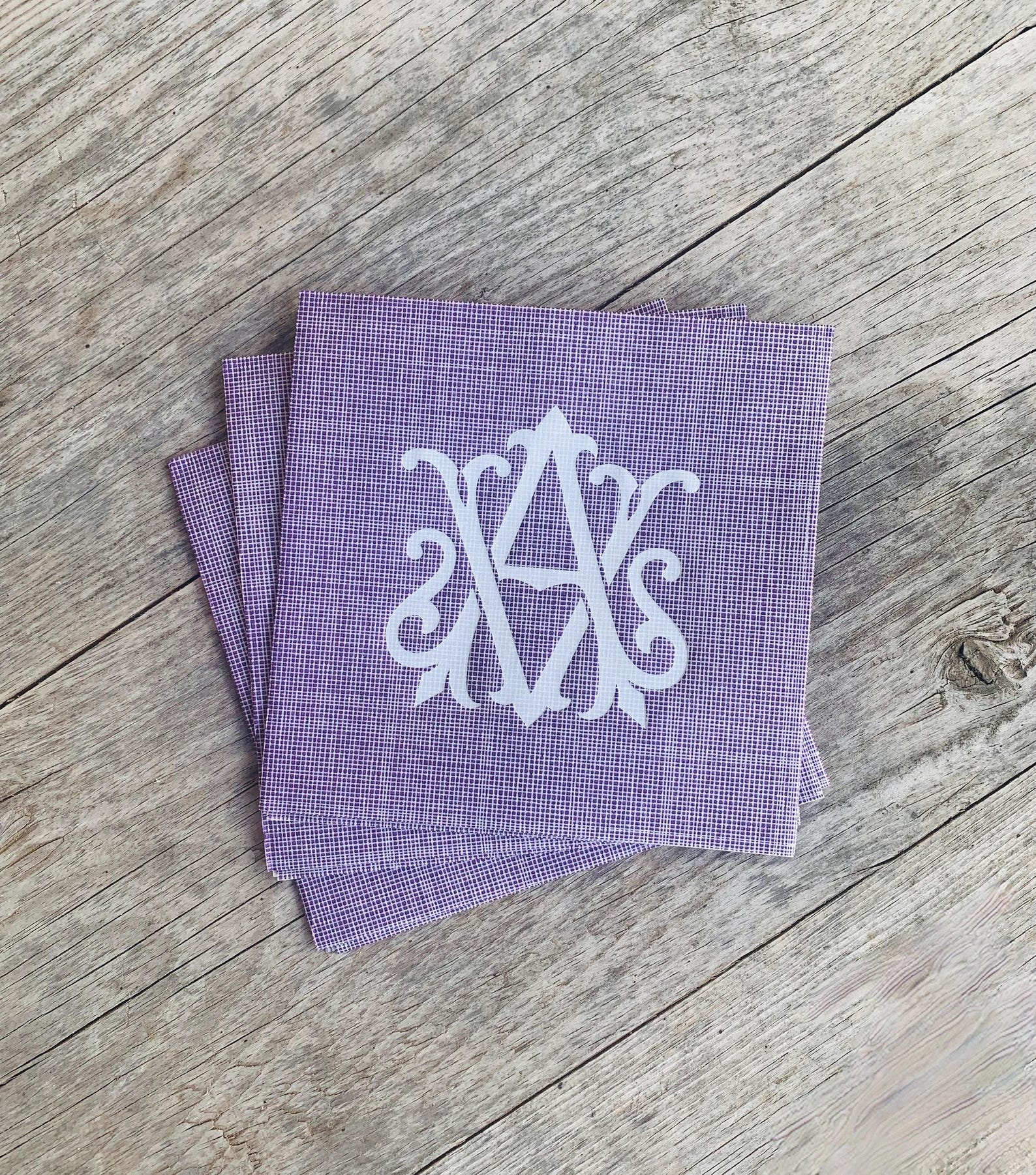 Personalized Crosshatch Modern Linen Like Napkins, Monogrammed Linen ...