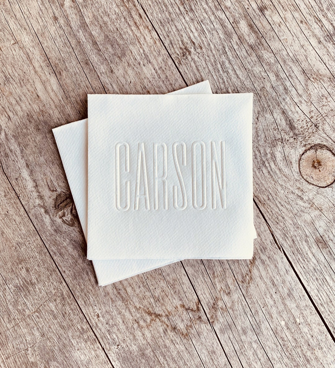 Embossed Napkins, Interlocking Monogram, Monogrammed Linen Like ...