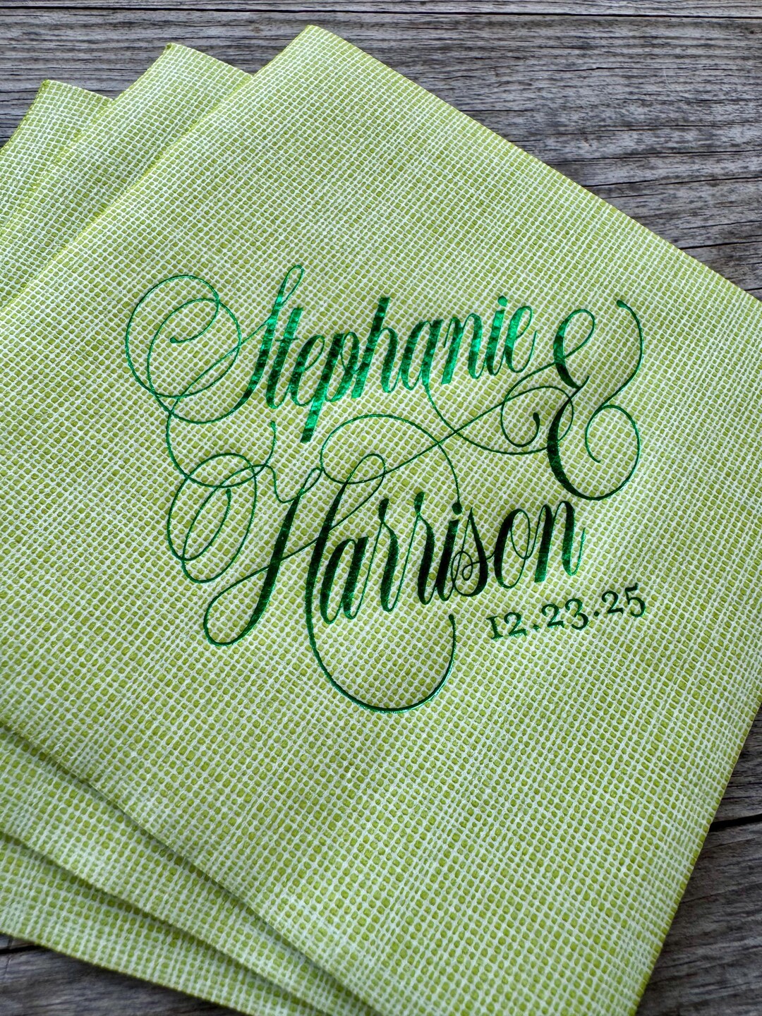 Personalized Crosshatch Linen Like Napkins, Rainbow Foil, Monogrammed ...