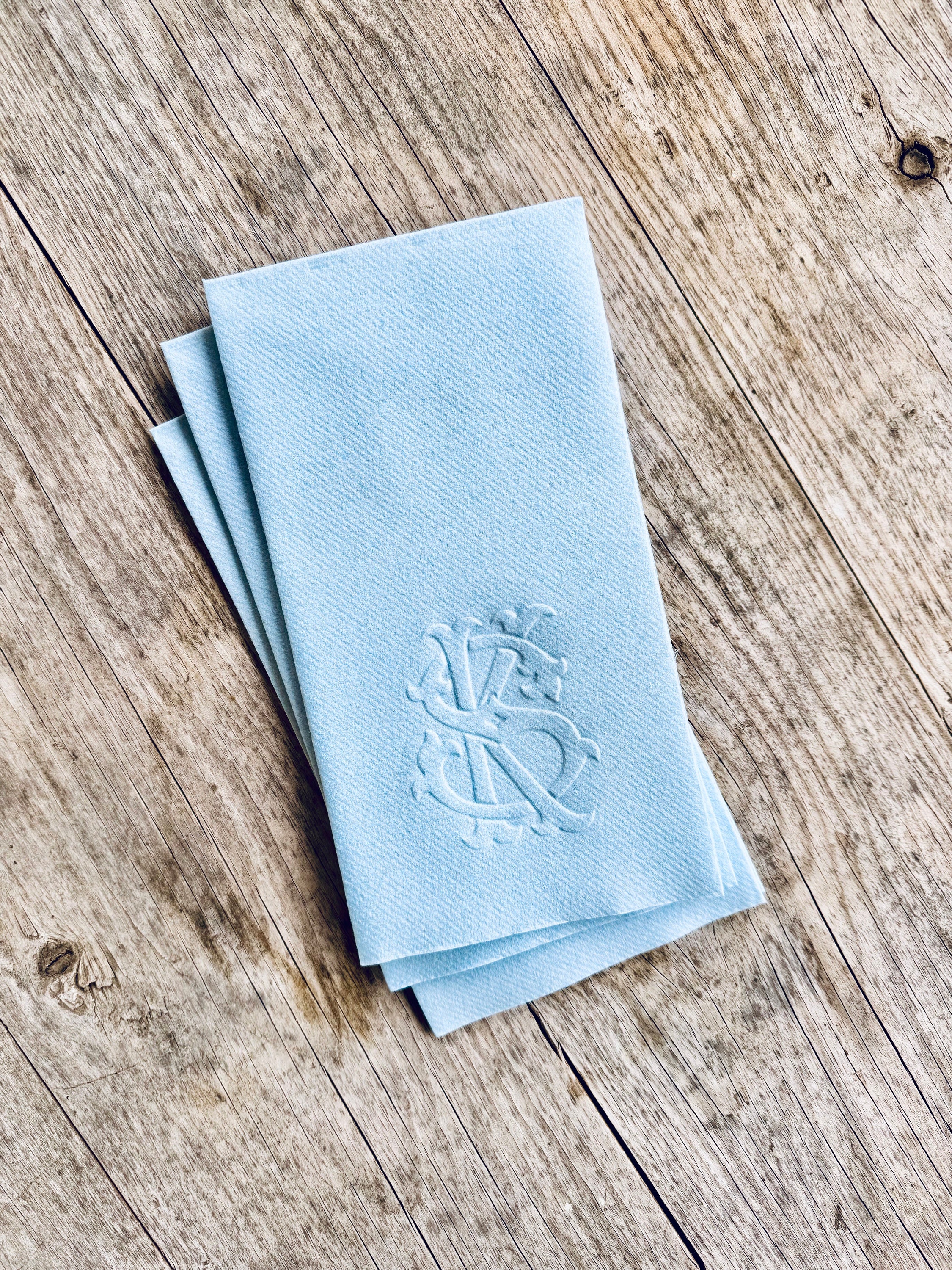 Embossed Napkins, Monogrammed Linen Like Guest Towels, Beverage Napkins ...