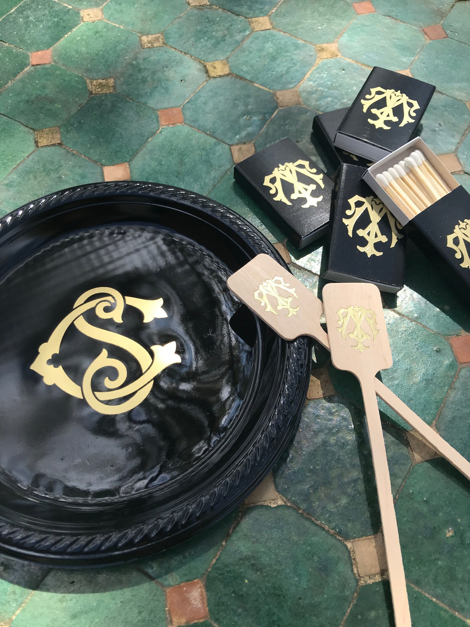 Interlocking Monogram Personalized Plates Cake Dessert - Etsy