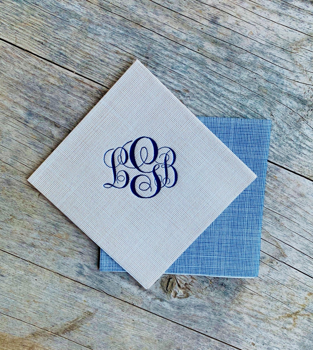 Personalized Crosshatch Modern Linen Like Napkins, Monogrammed Linen ...