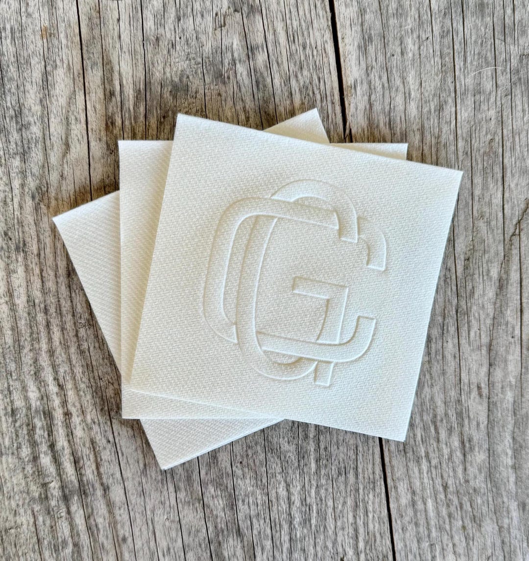 Embossed Napkins, Interlocking Monogram, Monogrammed Linen Like ...
