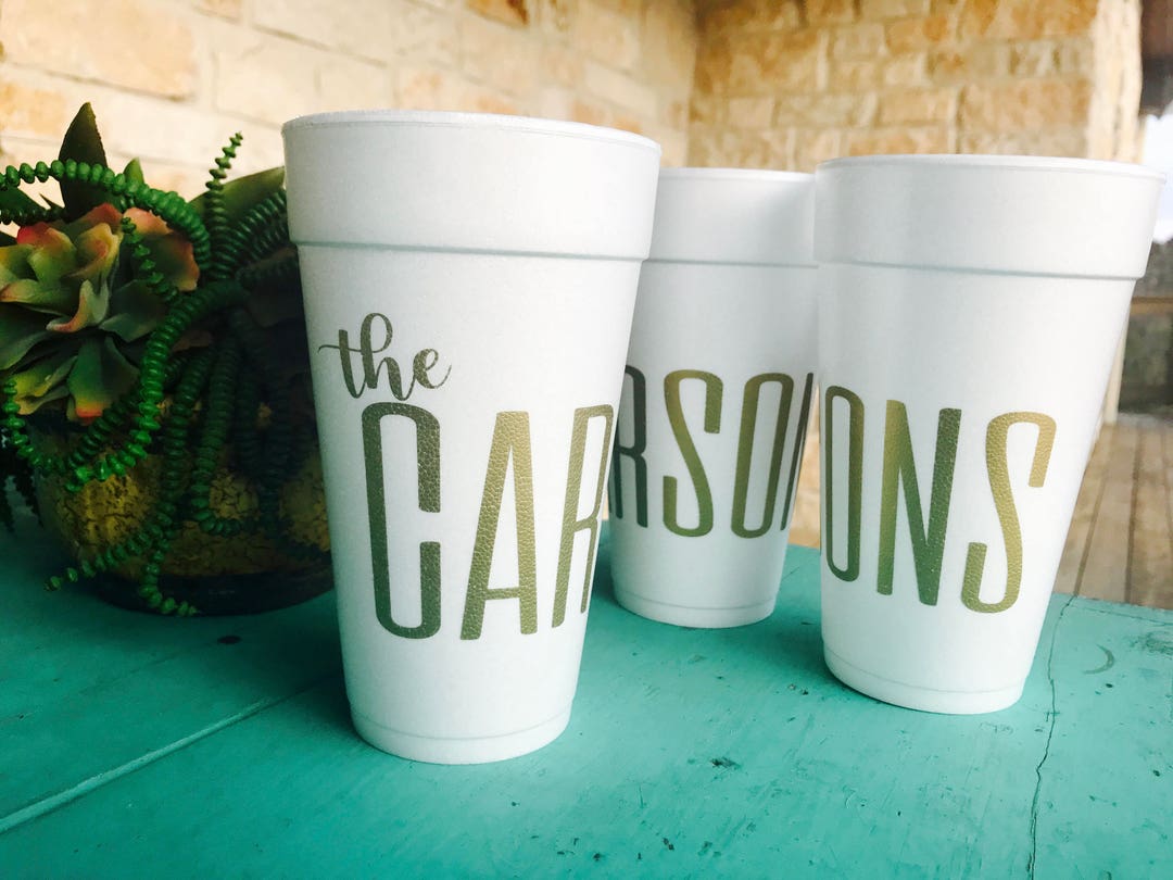 Wrapped Design Cups, Personalized, Monogrammed, Custom, Party, Foam ...