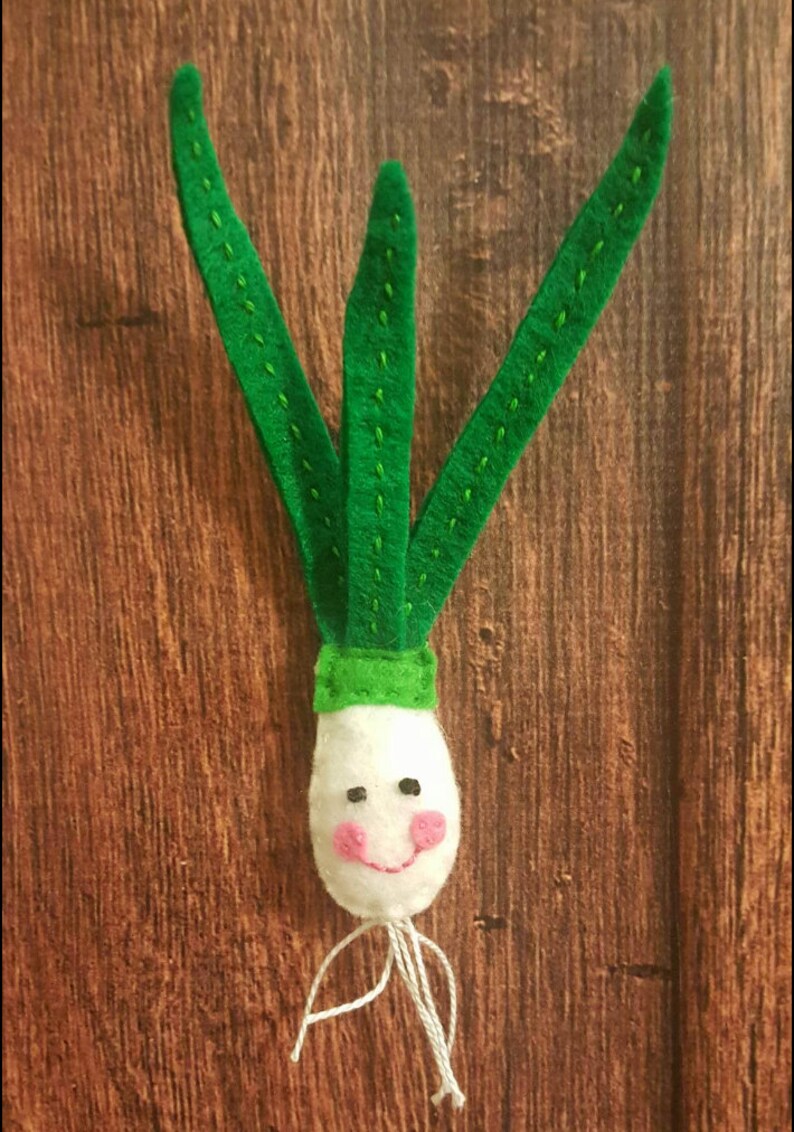 Felt Green Onion Magnet, Hand Stitched Vegetable Refrigerator Magnet ...