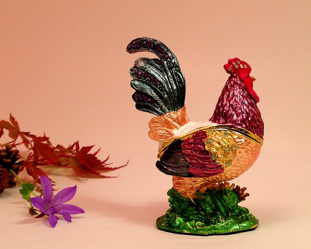 Pincushion. Chicken That Opens/hinged Lid/ Red Velvet & Rhinestones 4 ...