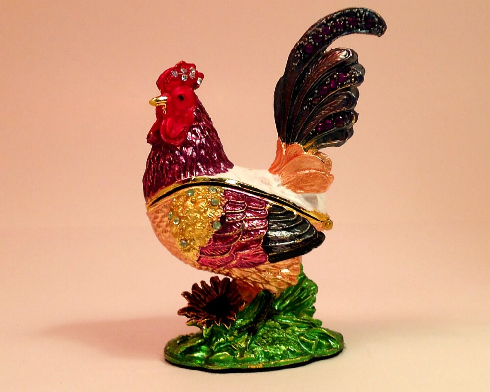 Pincushion. Chicken That Opens/hinged Lid/ Red Velvet & Rhinestones 4 ...