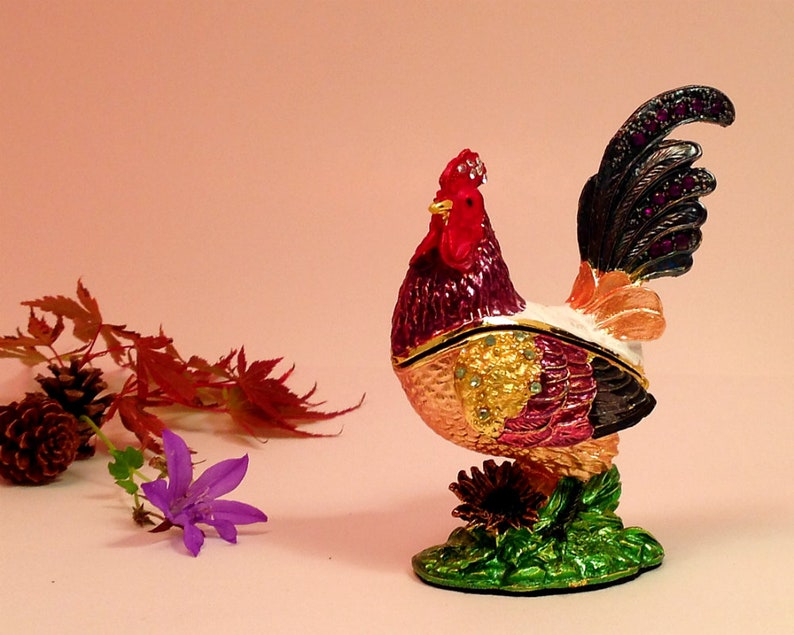 Pincushion. Chicken That Opens/hinged Lid/ Red Velvet & Rhinestones 4 ...