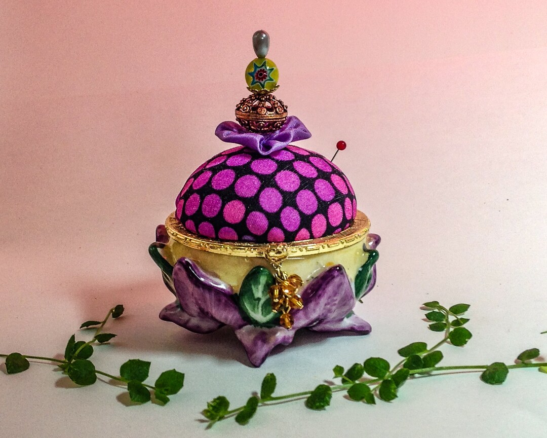 Pincushion. Live, Love, Laugh, Lotus Blossom Porcelain Bowl, Magenta ...