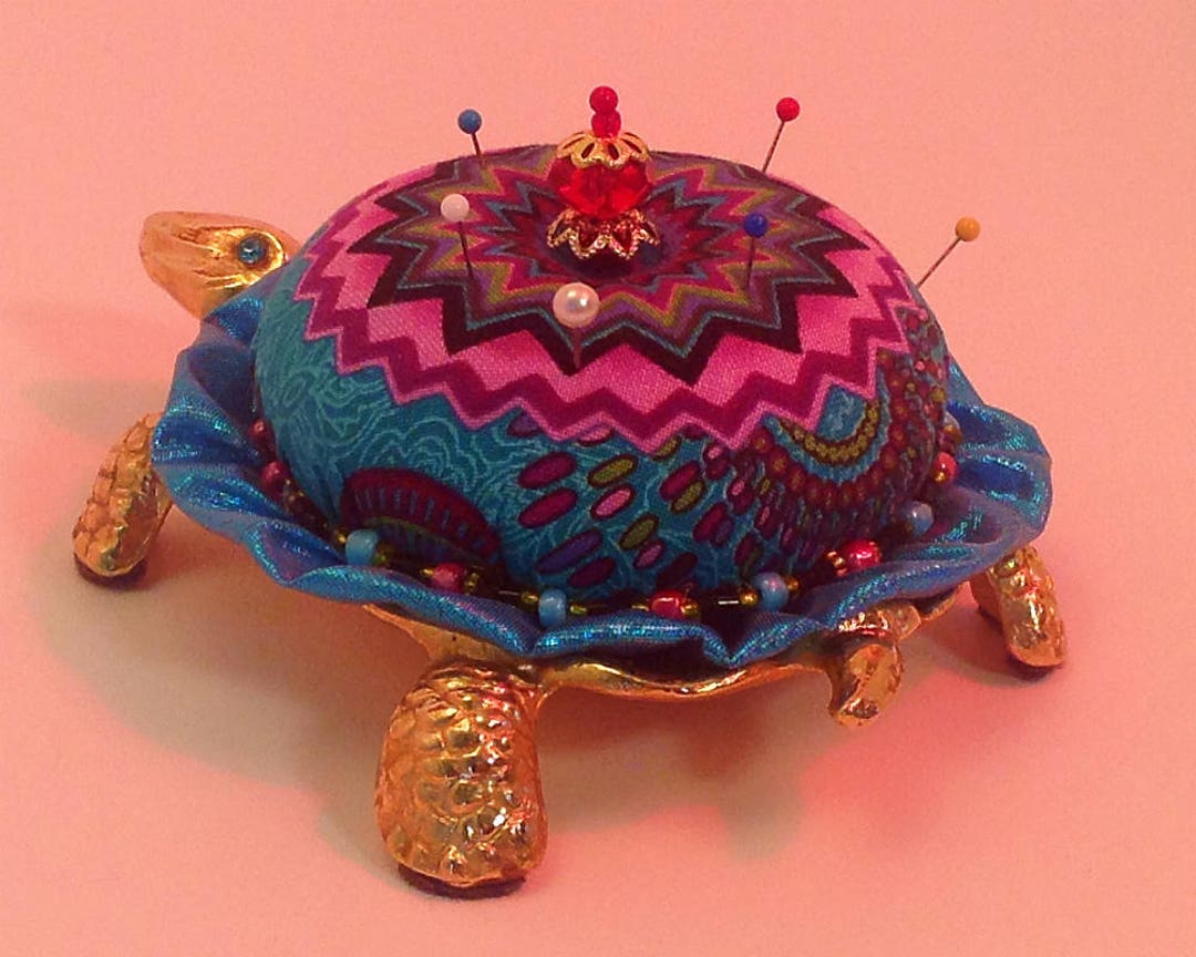 Pin Cushion Turtle Gold-plated Cast Metal XL Polly Bergen Signed Unique ...