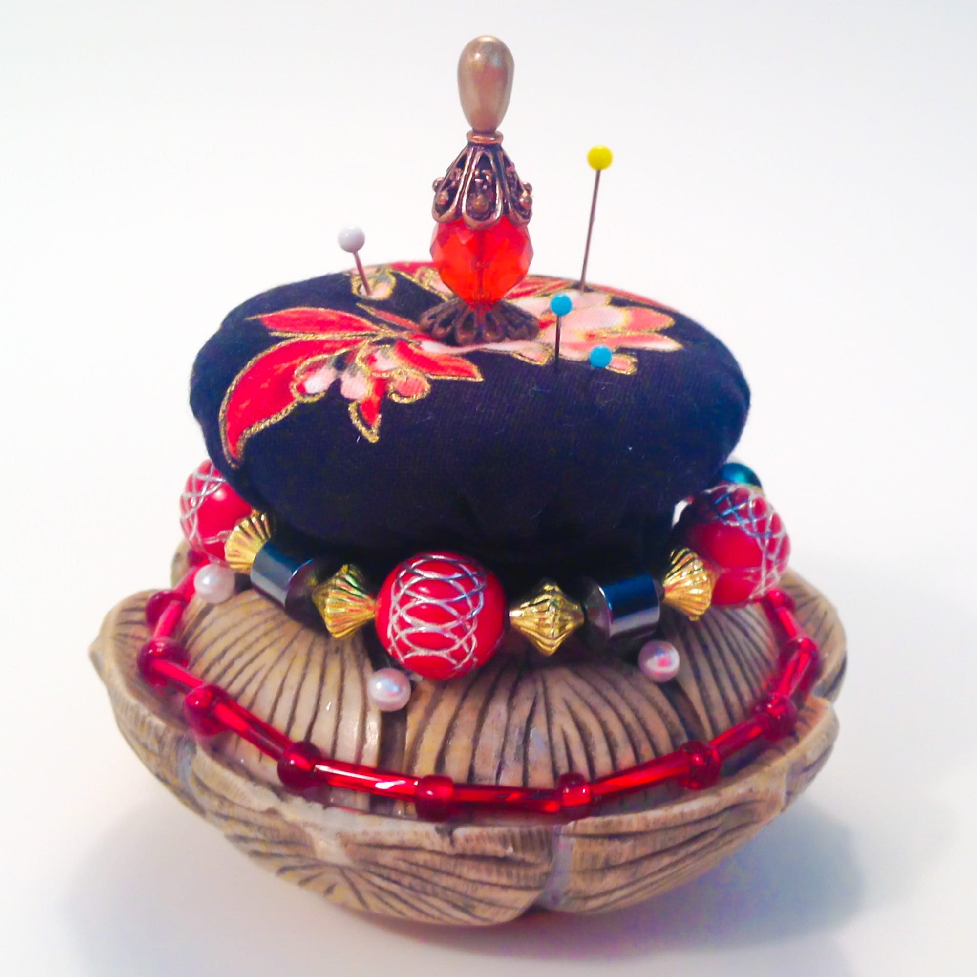 Pincushion. Lotus Flower Stoneware Weighted Cherry Blossom Asian Beaded ...