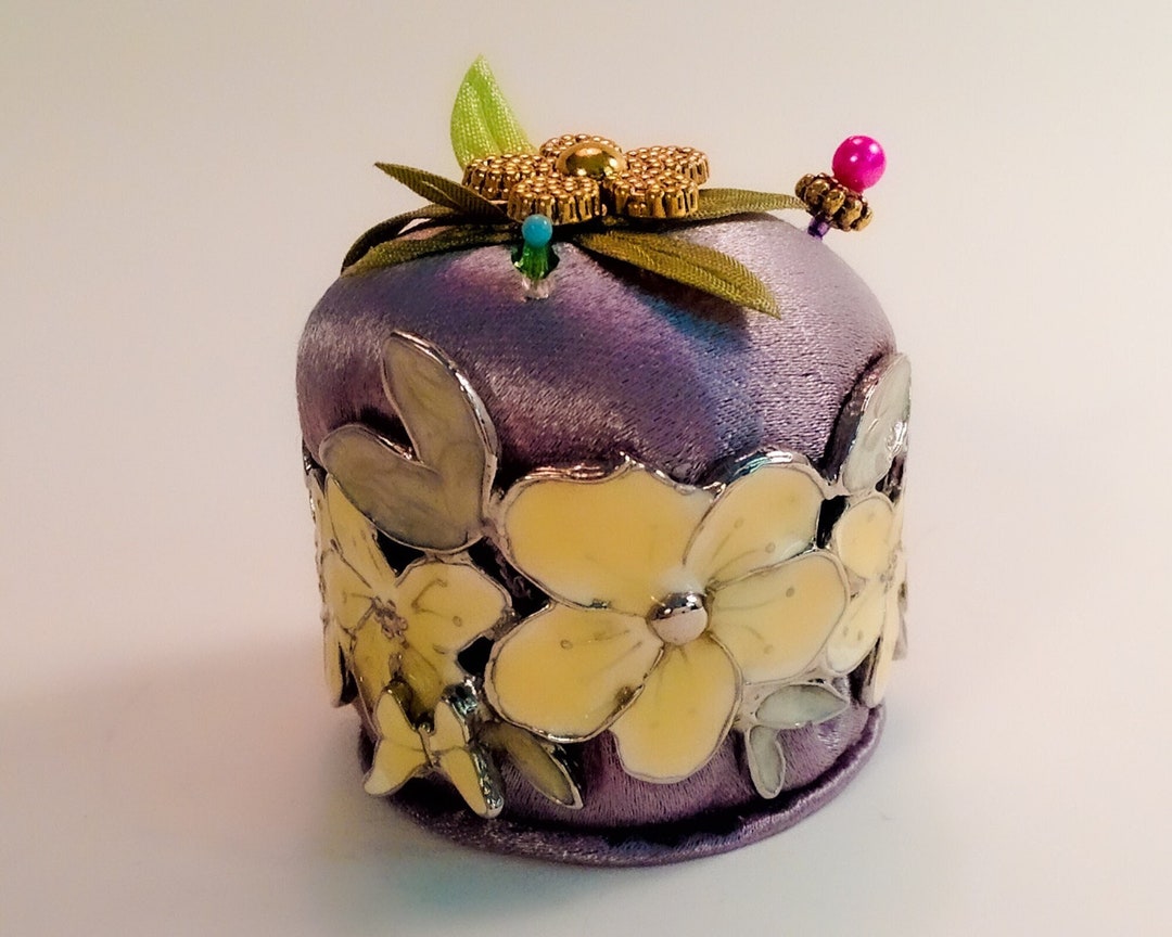 Pincushion. Beautiful Enamel Ring/flower/butterfly, Satin, Handy ...