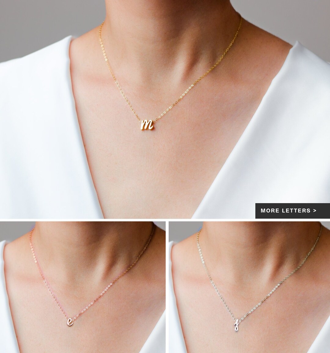 Gold Initial Necklace Initial Letter Necklace Silver Initial - Etsy