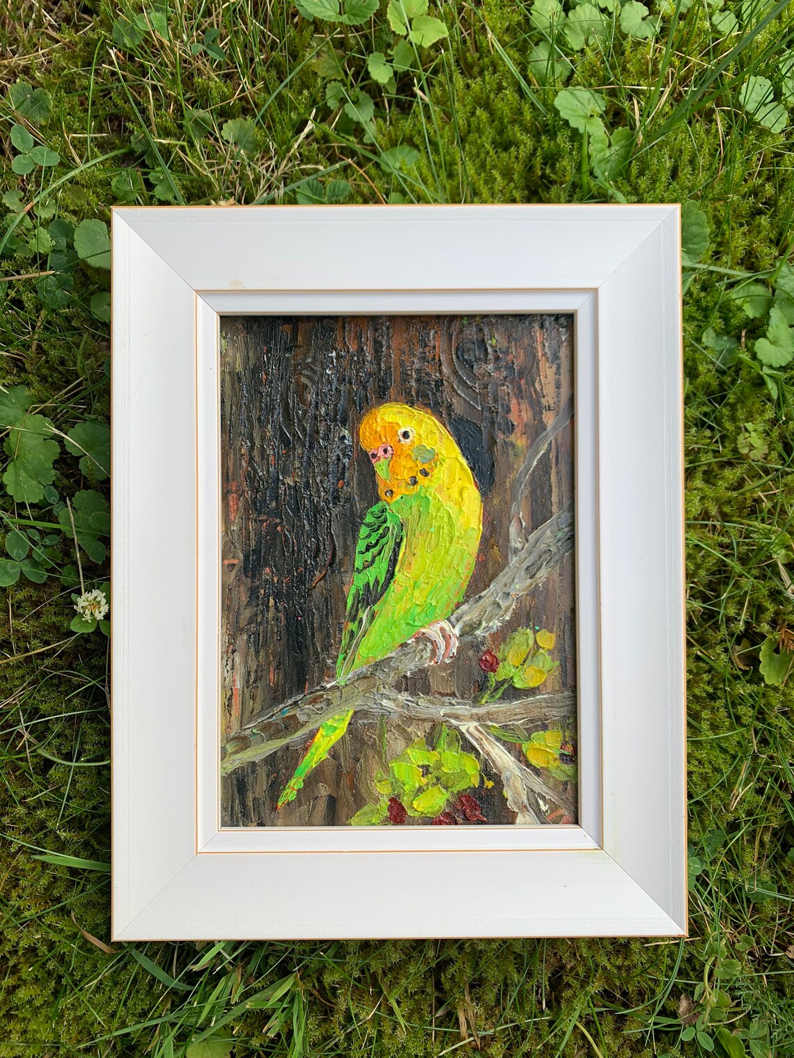 Bird Painting Green Parrot Oil Painting Gallery Wall Artwork - Etsy
