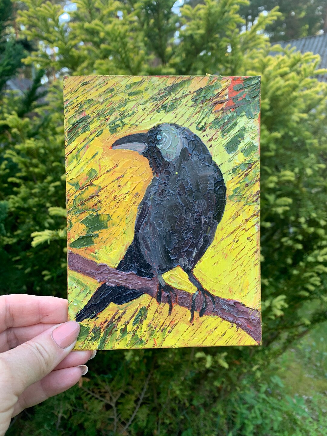 Raven Painting Oil Bird Artwork Gallery Wall Artwork Home Decor ...