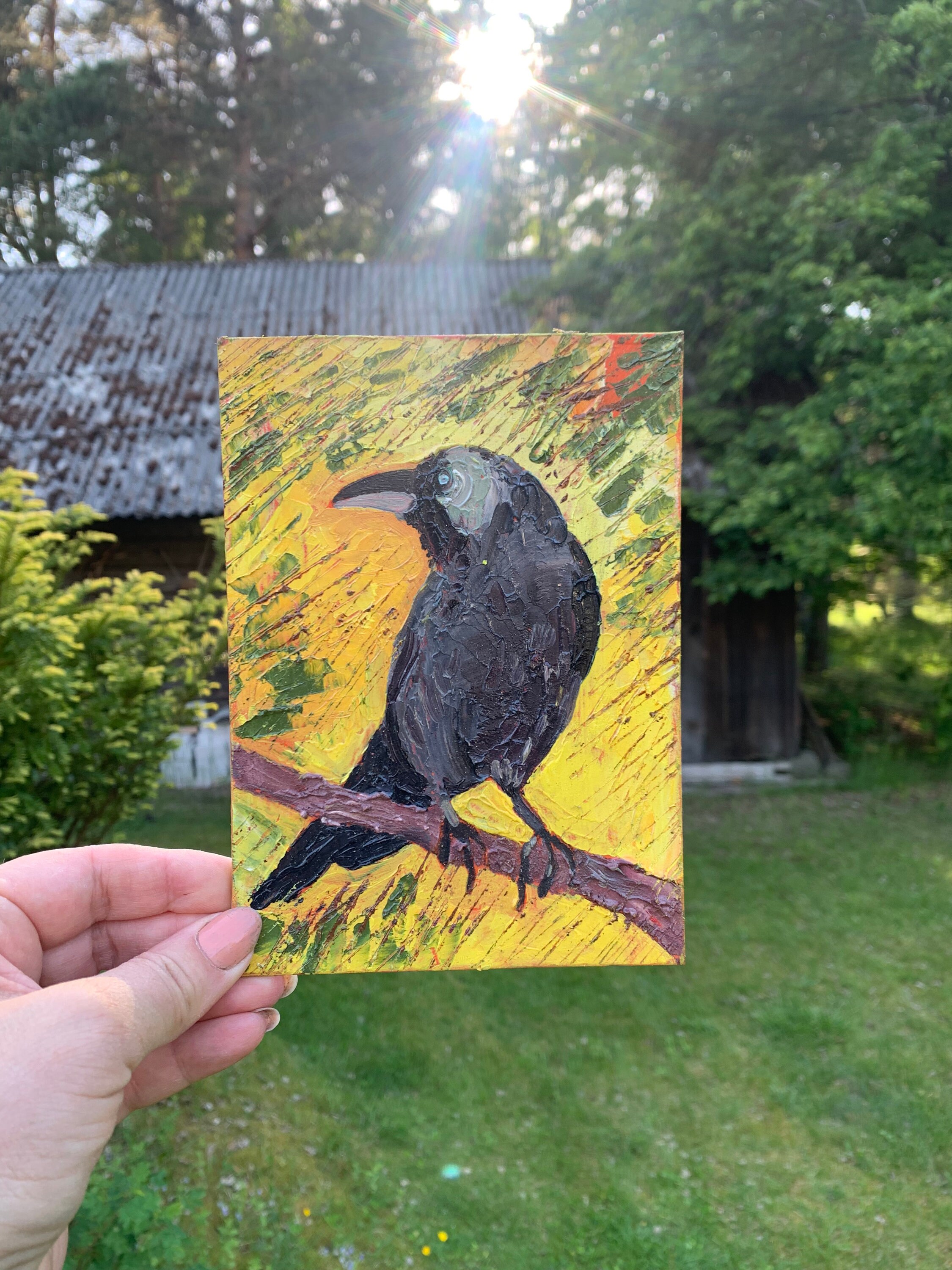 Raven Painting Oil Bird Artwork Gallery Wall Artwork Home Decor ...