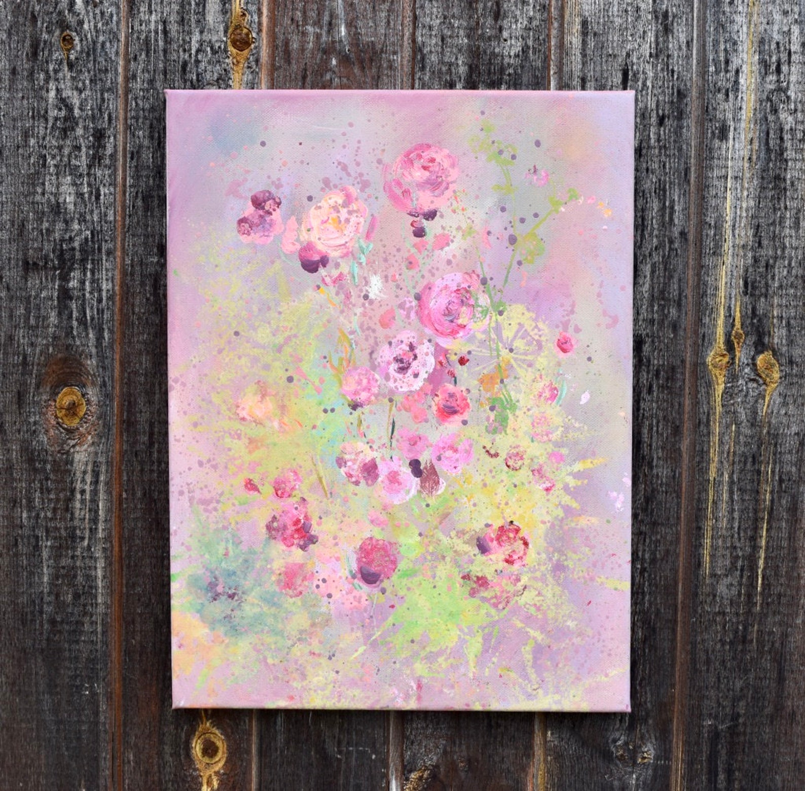 Pink roses painting Grand Millennial Style Flower painting | Etsy