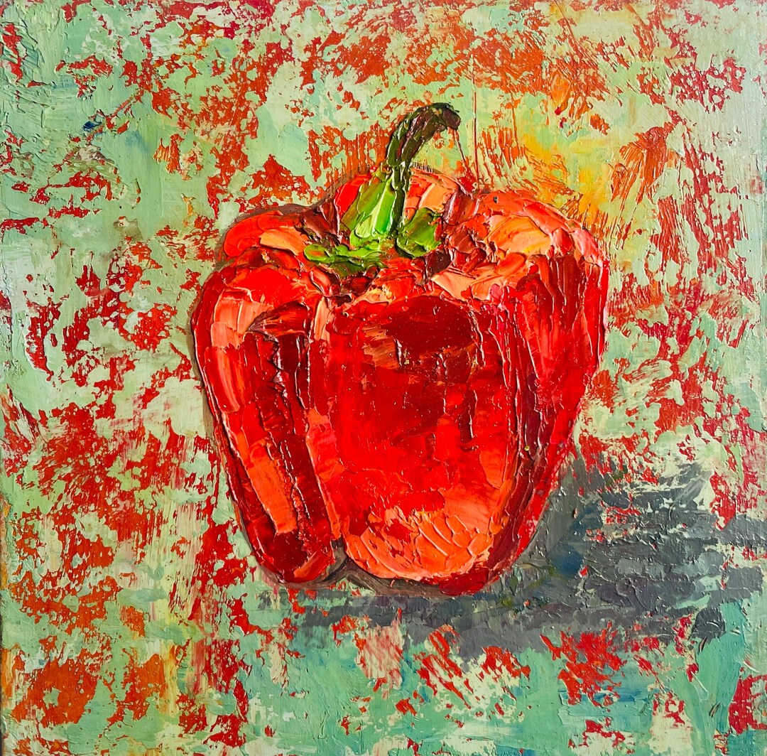Pepper Painting Fruit Original Art Impasto Oil Painting Food Painting ...