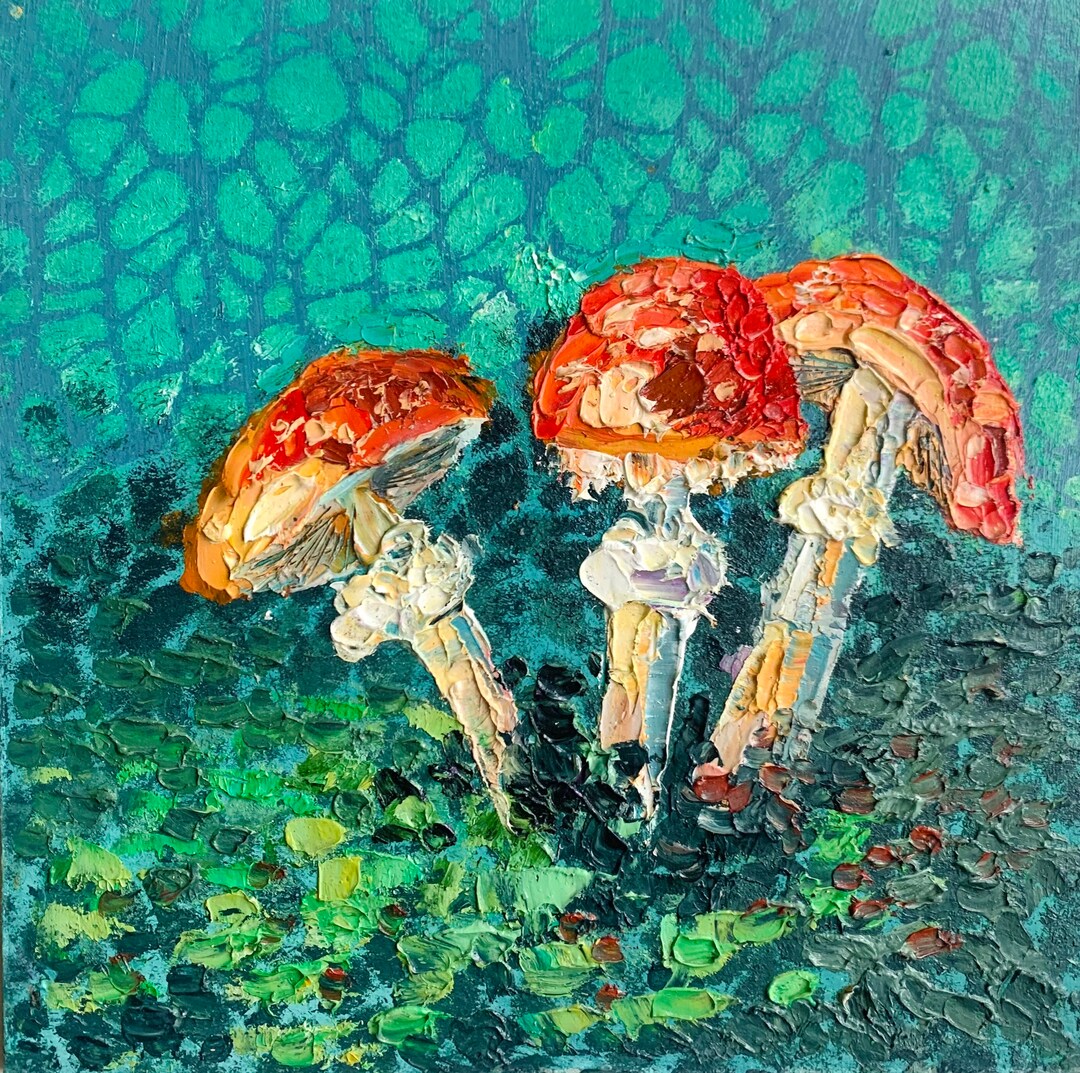Mushrooms Painting Original Oil Painting Landscape Forest Oil Painting ...