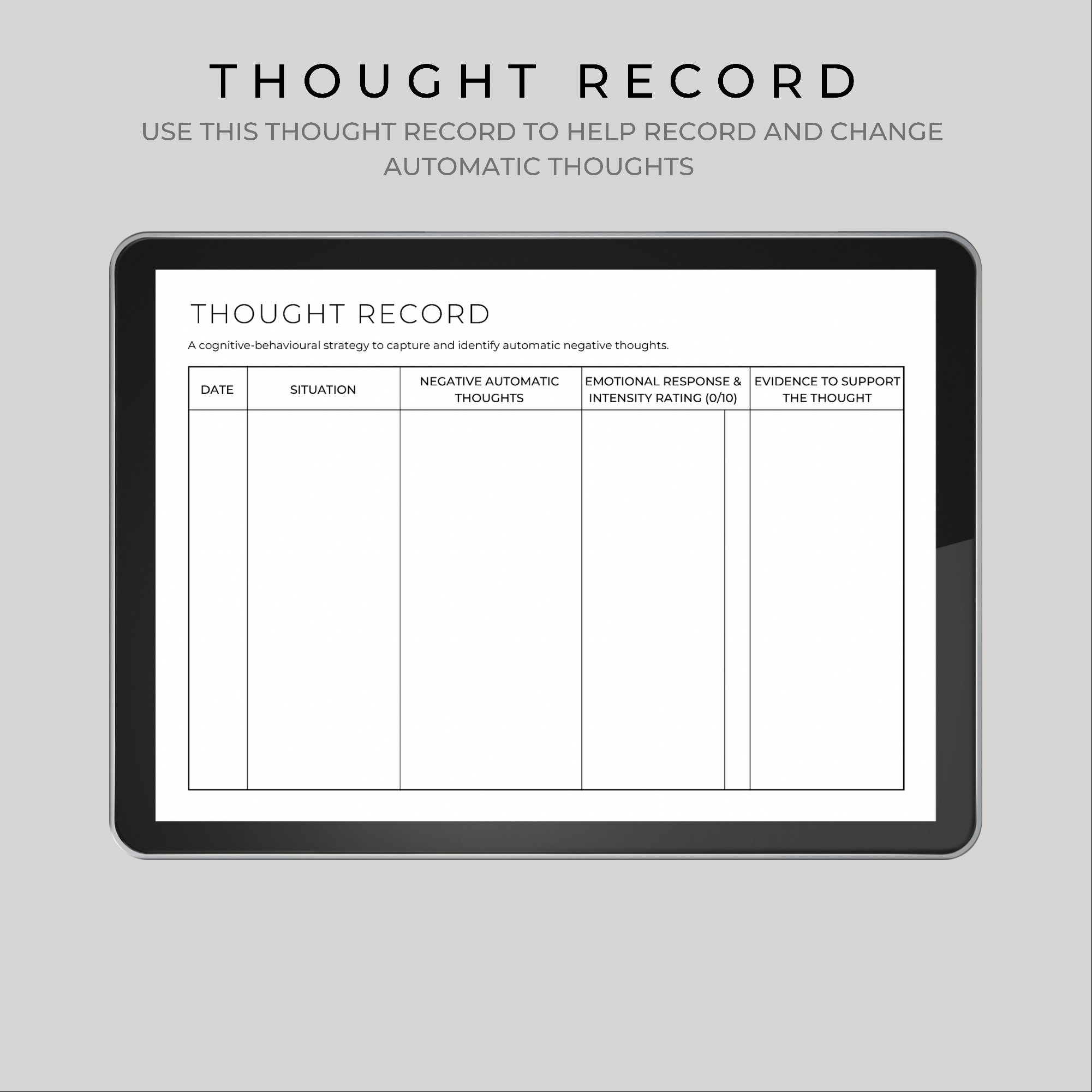 Thought Record CBT Thought Diary Narcissistic Abuse Recovery Printable ...