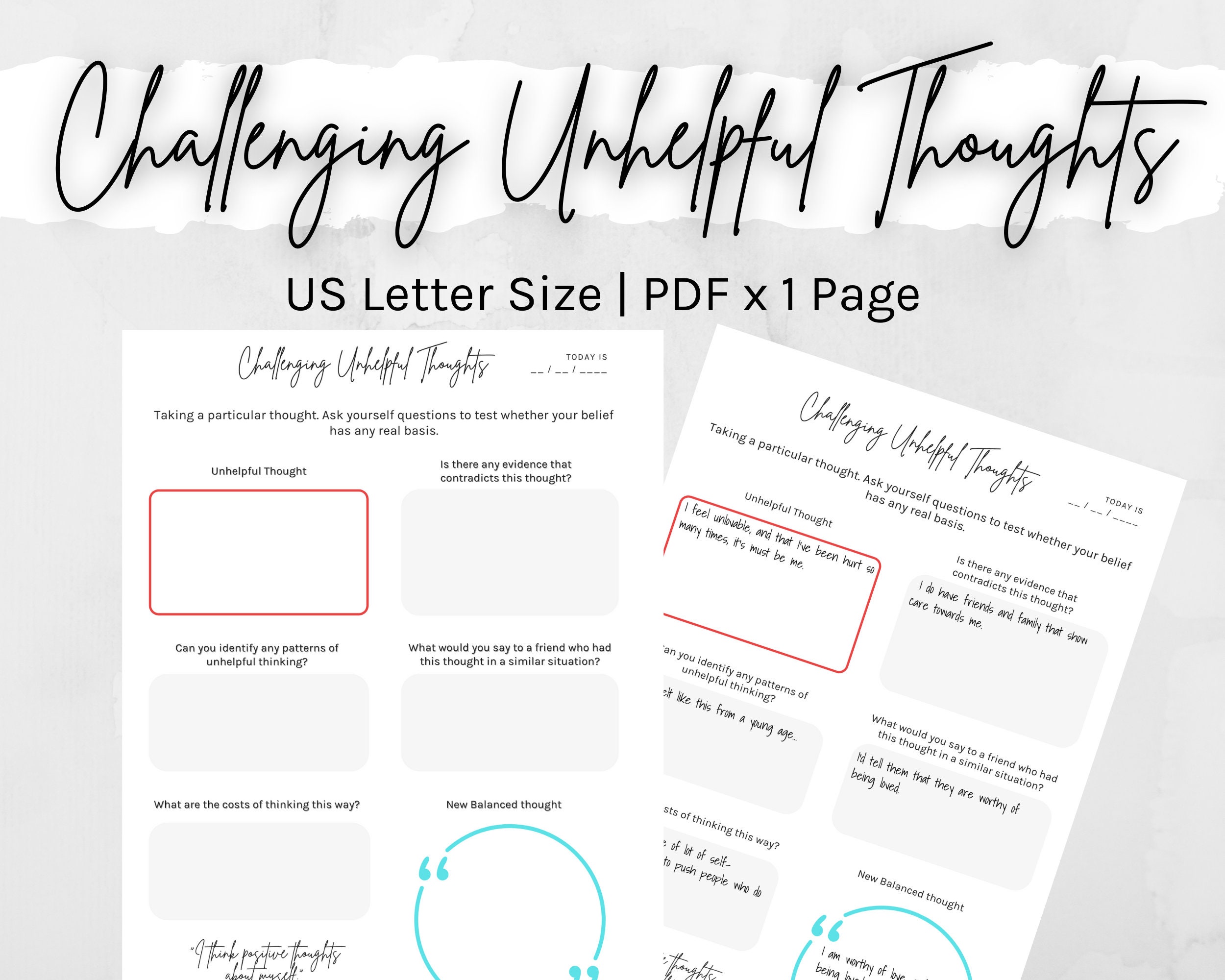 Challenging Unhelpful Thoughts Printable Narcissistic Abuse | Etsy