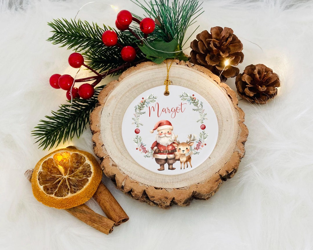 Personalised Santa and Reindeer Bauble, First Christmas 2025 - Etsy