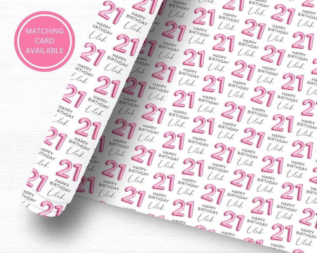 Personalised 21st Birthday Wrapping Paper, Personalised Birthday ...