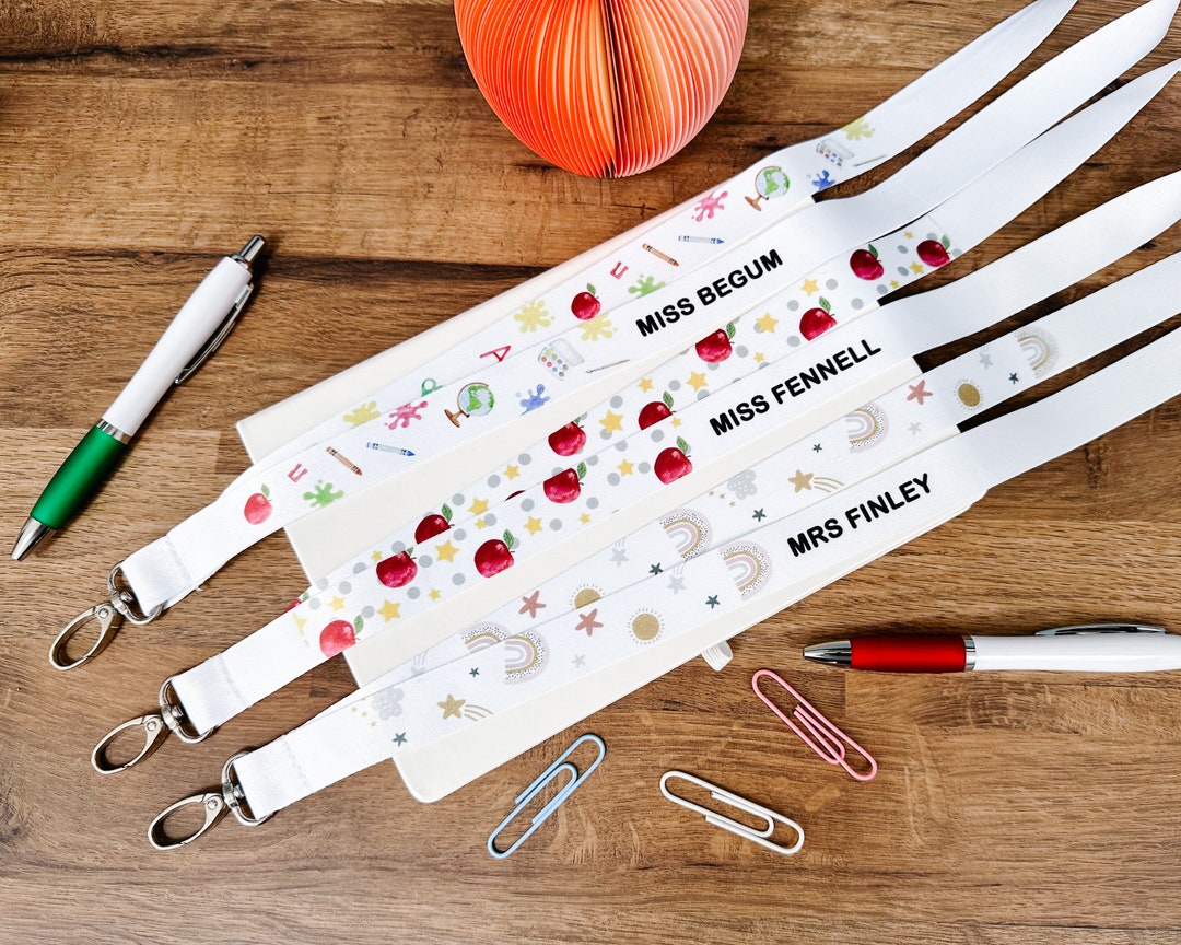 Personalised Teacher Lanyard | Premium Satin Feel ID Badge Holder | End ...