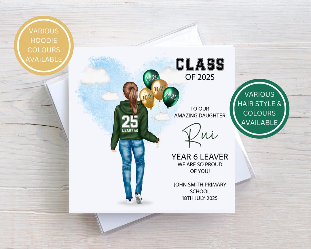Personalised Year 6 Leaving Card, Class of 2025 Primary School Leavers ...