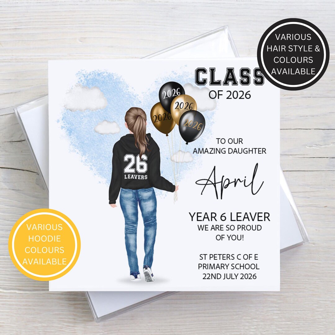 Personalised Year 6 Leavers Card, Class of 2026 Primary School - Etsy
