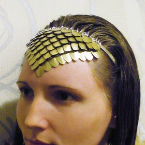 Princess crown Gold Scalemail Headdress | Etsy
