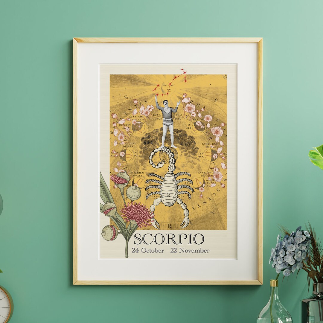 Scorpio Astro Sign, Astrological Art, Scorpio Zodiac Print, Star Sign ...