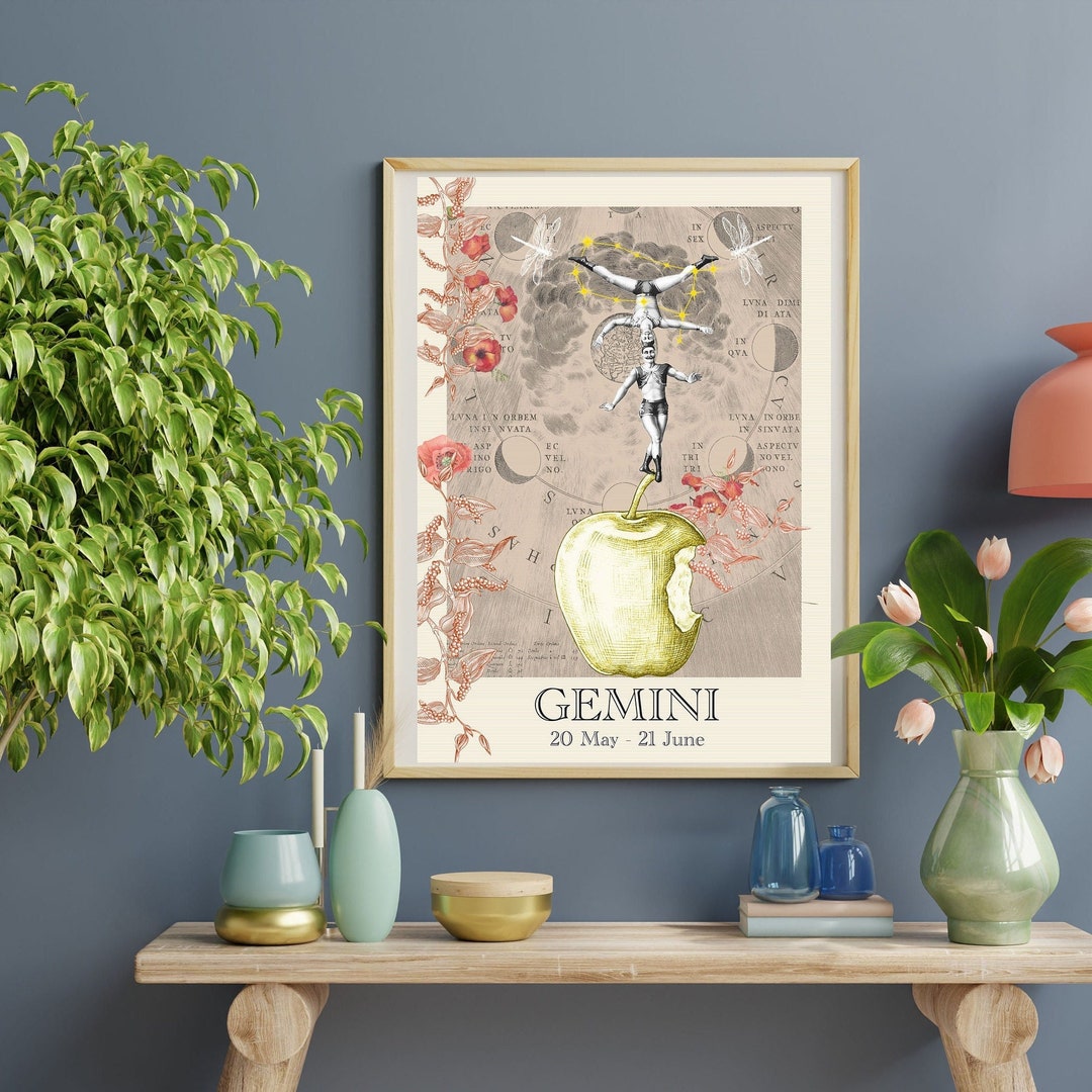 Gemini Astro Sign, Astrological Art, Zodiac Gemini Print, Star Sign ...