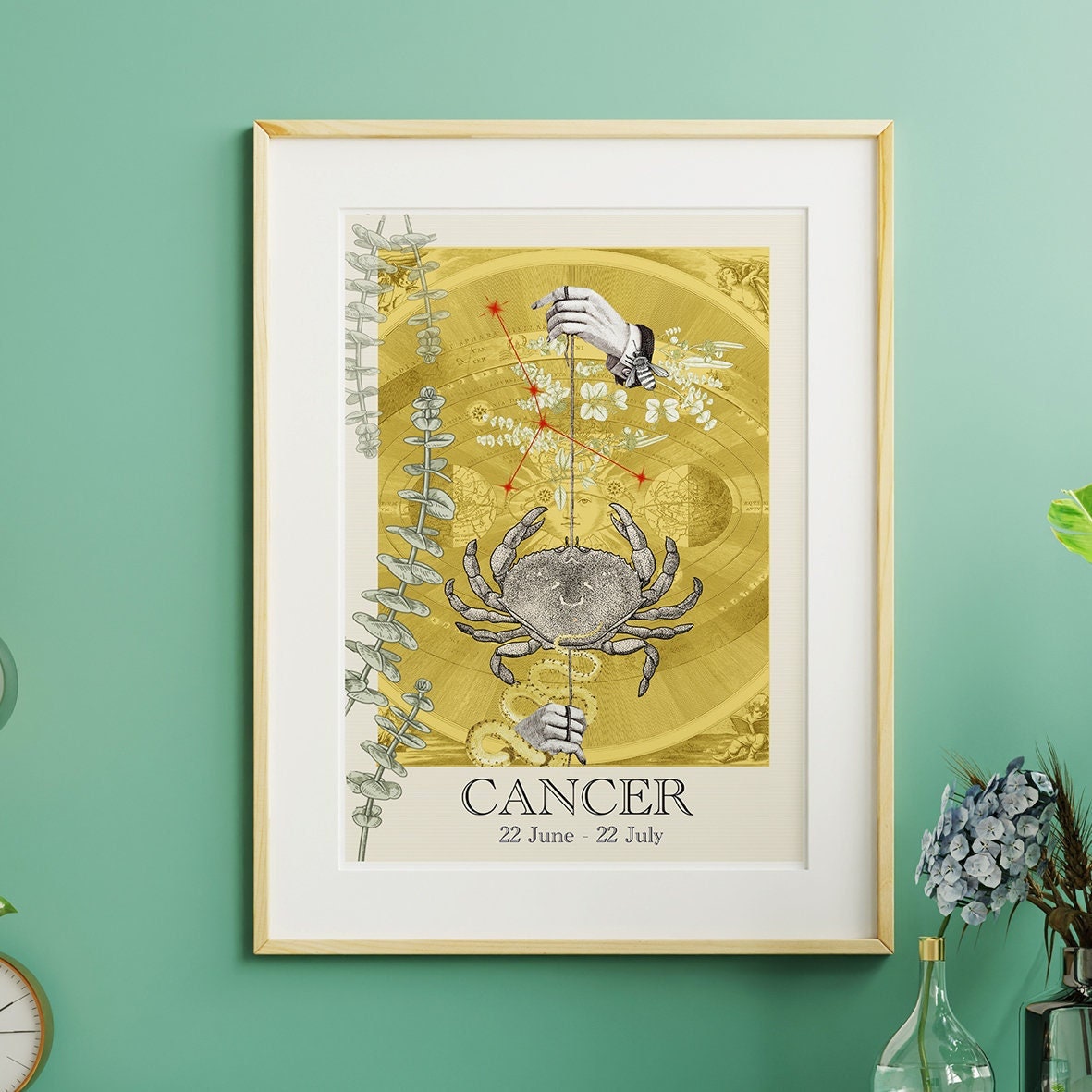 Signe astro cancer, art astrologique, empreinte du cancer du zodiaque ...