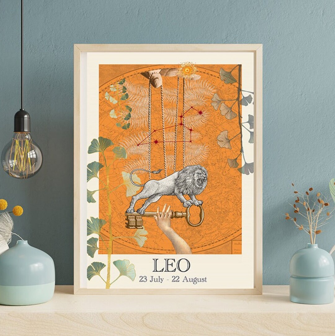 Leo Astro Sign, Astrological Art, Zodiac Leo Print, Star Sign ...