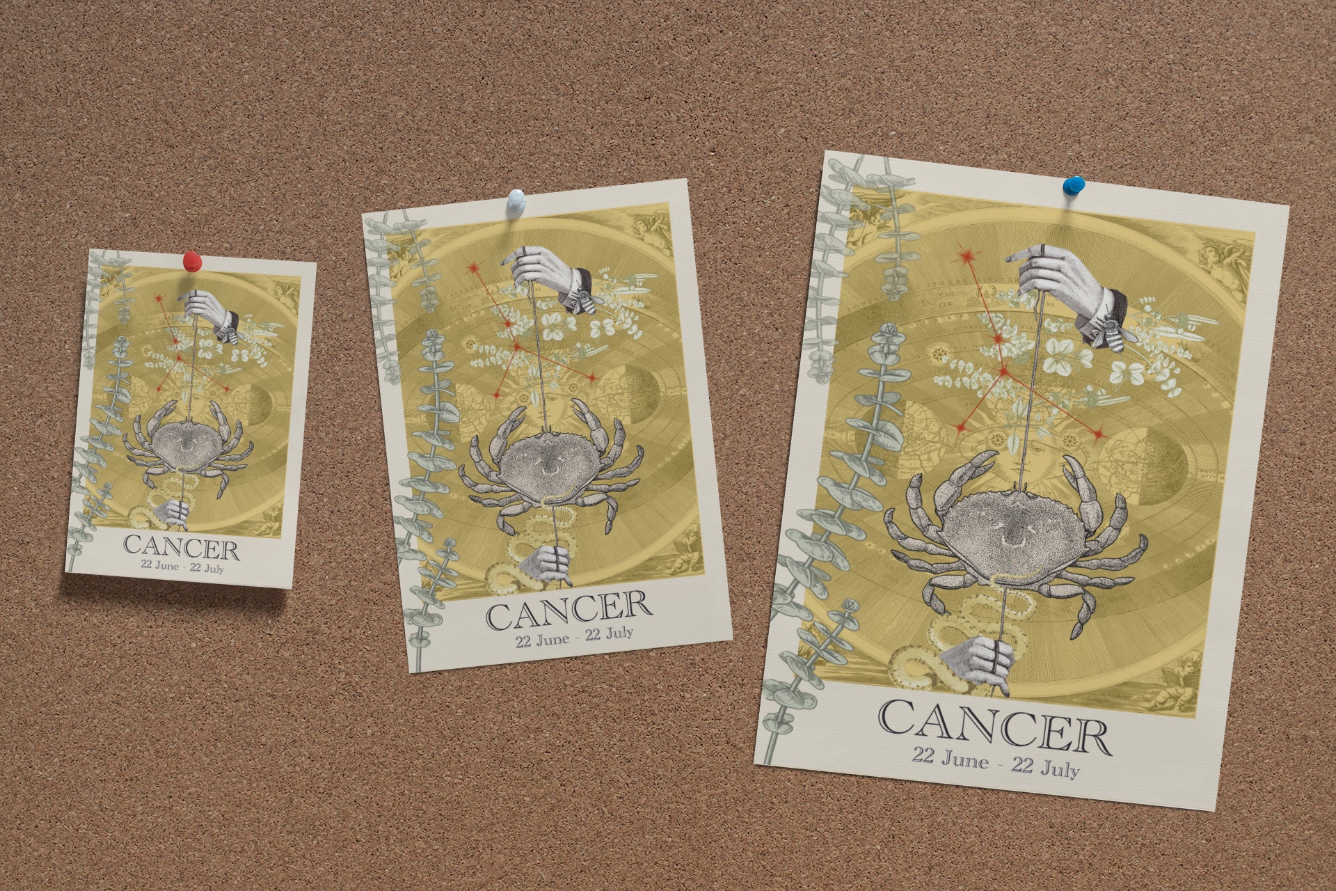 Signe astro cancer art astrologique empreinte du cancer du - Etsy France