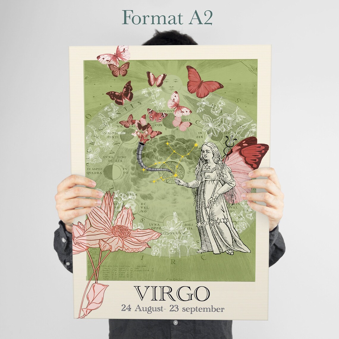 Virgo Astro Sign, Astrological Art, Virgo Zodiac Print, Star Sign ...