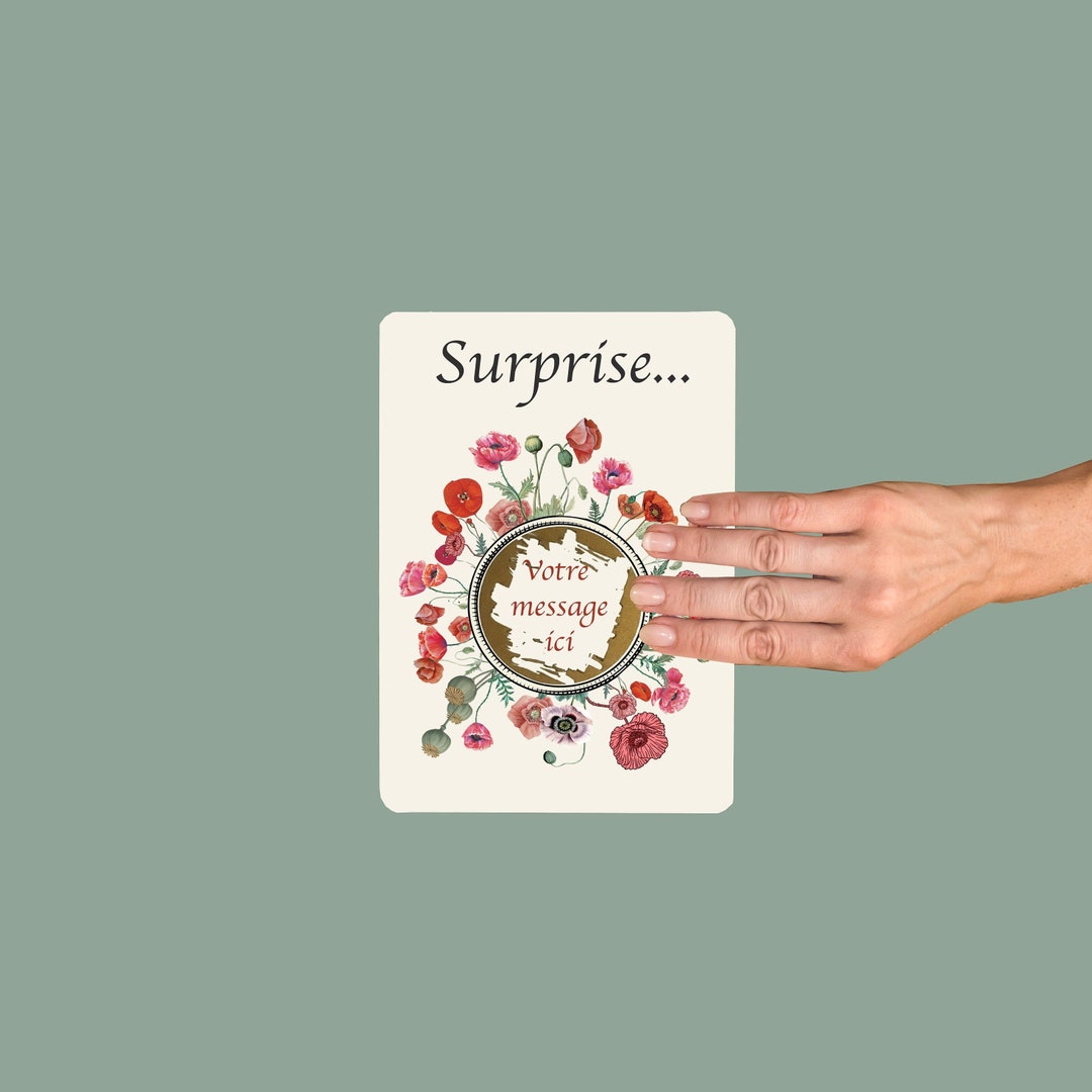 Customizable Scratch Card, August Flower Design: the Poppy, Good For ...